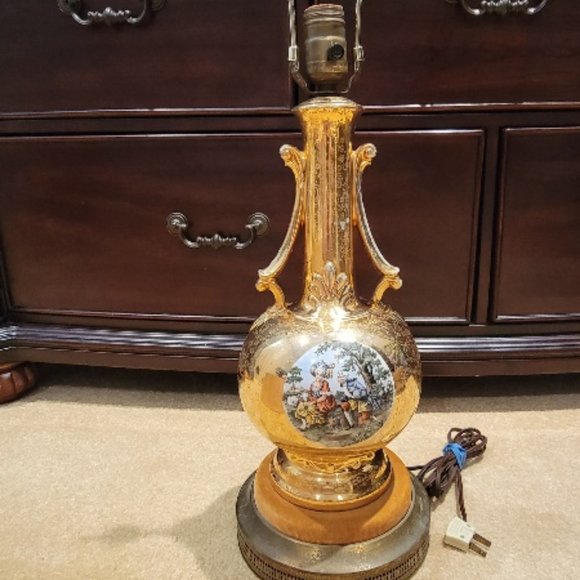 Dalon | Other | Vintage Georgian Lamp By Royal Dalon 24 Karat Gold Hand ...